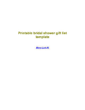 Fillable Online DownloadPrintable bridal shower gift list template Fax ...