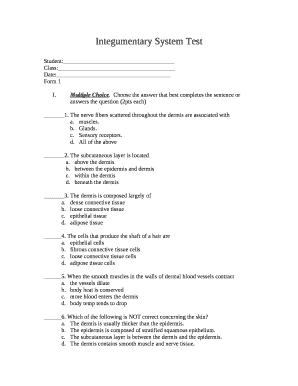 Integumentary System Test - locustforkhs blount k12 al Doc Template ...
