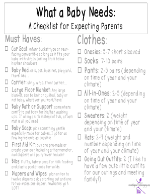 Fillable Online What a Baby Needs: Fax Email Print - pdfFiller