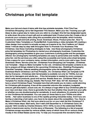 Fillable Online Christmas price list template Fax Email Print - pdfFiller