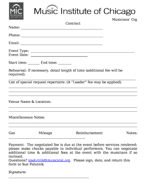 Musicians Gig Contract Doc Template | pdfFiller
