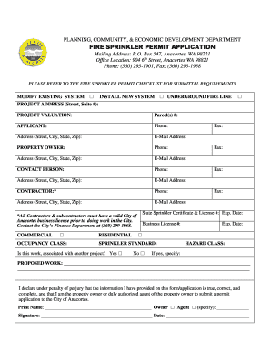 Fillable Online FIRE SPRINKLER PERMIT APPLICATION Fax Email Print ...