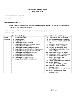 Fillable Online CED Student Success Survey Fax Email Print - pdfFiller