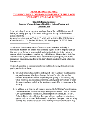 THIS DOCUMENT CONTAINS STATEMENTS THAT YOU WILL GIVE UP LEGAL RIGHTS ...