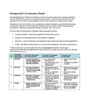 Fillable Online Kirkpatricks Evaluation Model Fax Email Print - pdfFiller