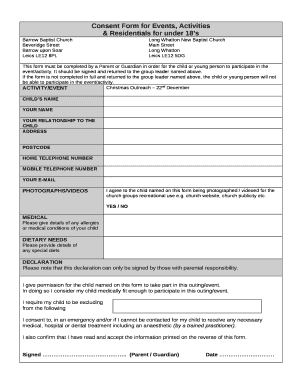 Consent for Events, Activities Doc Template | pdfFiller