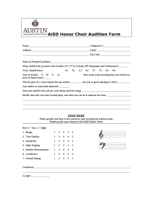 AISD Honor Choir Audition Doc Template | pdfFiller