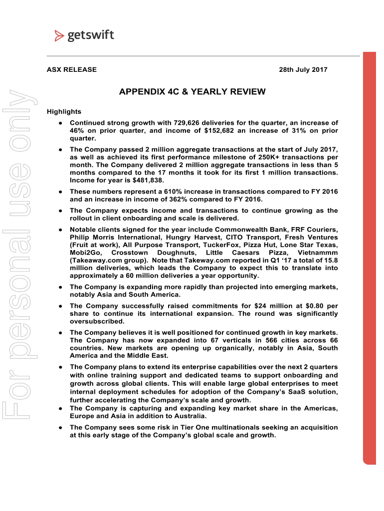 Fillable Online APPENDIX 4C & YEARLY REVIEW Fax Email Print - pdfFiller