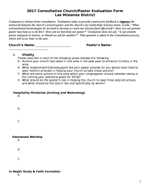 2017 Consultative Church/Pastor Evaluation Doc Template | pdfFiller