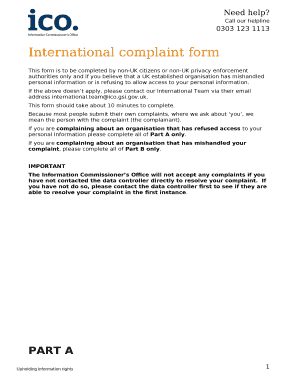 International complaint template Doc Template | pdfFiller