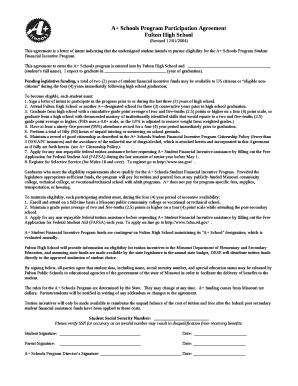 A+ Schools Program Participation Agreement Doc Template | pdfFiller