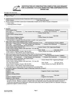 CERTIFICATION OF CONSTRUCTION COMPLETION AND REQUEST FOR CLEARANCE TO ...