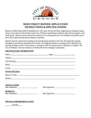 MAIN STREET BANNER APPLICATION Doc Template | pdfFiller