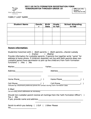 2017-18 FAITH ATION REGISTRATION Doc Template | pdfFiller