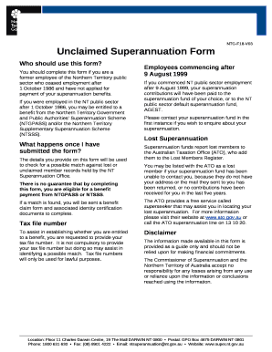 Unclaimed Superannuation Doc Template | pdfFiller