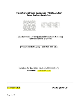 Procurement of Laptop Hard Disk (500 GB) template Doc Template | pdfFiller