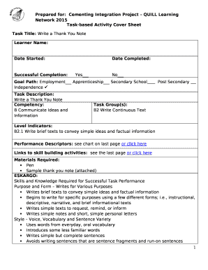 Task Title: Write a Thank You Note Doc Template | pdfFiller