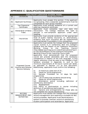 APPENDIX C: QUALIFICATION QUESTIONNAIRE Doc Template | pdfFiller