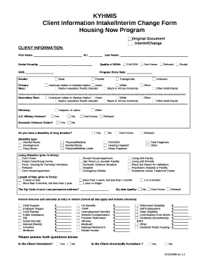 Client Ination Intake/Interim Change Doc Template | pdfFiller