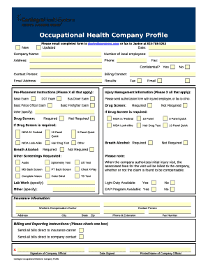 Occupational Health Company Profile Doc Template | pdfFiller