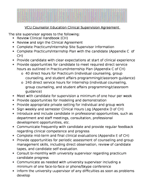 VCU Counselor Education Clinical Supervision Agreement Doc Template ...