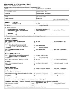 DISPOSITION OF REAL ESTATE TAXES Doc Template | pdfFiller