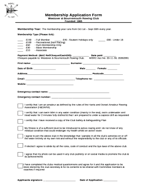 Westover & Bournemouth Rowing Club Doc Template | pdfFiller