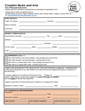 Hire of Musical Instrument Doc Template | pdfFiller