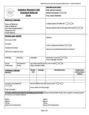 Fillable Online SWA Community Services Outreach referral form version ...