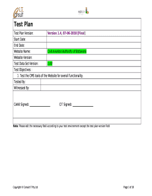 Test Plan Version: Doc Template | pdfFiller