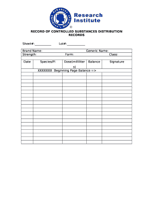RECORD OF CONTROLLED SUBSTANCES DISTRIBUTION RECORDS Doc Template ...