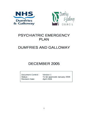 PSYCHIATRIC EMERGENCY PLAN Doc Template | pdfFiller