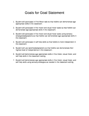 examples of goal statement for graduate school Doc Template | pdfFiller