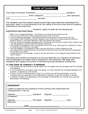 This Code of Conduct is between (student), (their caregiver), (bus ...