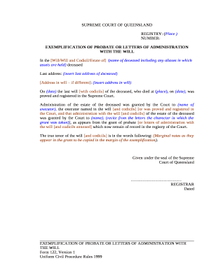 exemplification of probate Doc Template | pdfFiller