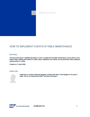 Fillable Online HOW TO IMPLEMENT EVENTS IN TABLE MAINTENANCE Fax Email ...