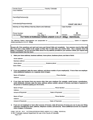 PATTERN INTERROGATORIES UNDER C Doc Template | pdfFiller