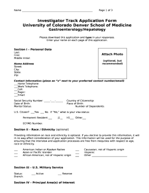Investigator Track Application Doc Template | pdfFiller