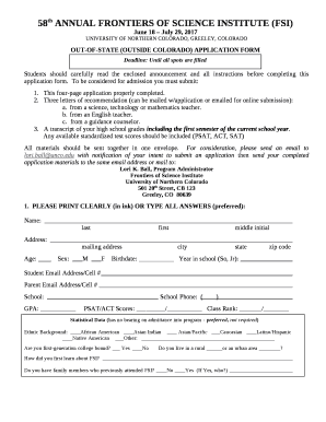 OUT-OF-STATE (OUTSIDE COLORADO) APPLICATION Doc Template | pdfFiller