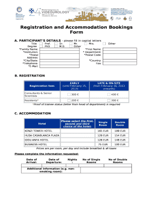 Registration and Accommodation Bookings Doc Template | pdfFiller