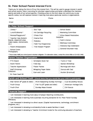 Peter School Parent Interest Doc Template | pdfFiller