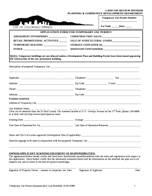 APPLICATION FOR TEMPORARY USE PERMIT: Doc Template | pdfFiller