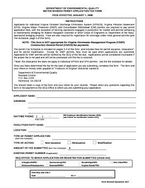 Applicants for individual Virginia Pollutant Discharge Elimination ...