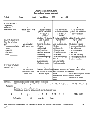 Determination of Language Impairment Doc Template | pdfFiller