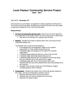 Louis Pasteur Community Service Project Doc Template | pdfFiller