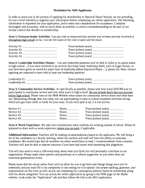 Worksheet for NHS Applicants Doc Template | pdfFiller