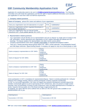 EBF Community Membership Application Doc Template | pdfFiller