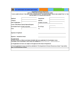 APPLICATION FOR EXAMINATION LEAVE Doc Template | pdfFiller