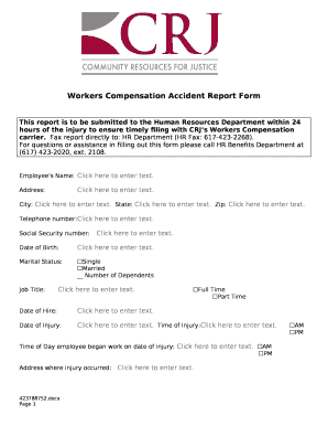 Workers Compensation Accident Report Doc Template | pdfFiller