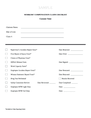 workers compensation claim checklist Doc Template | pdfFiller